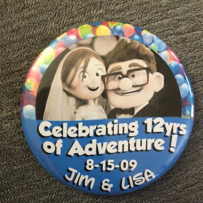 Carl and Ellie Anniversary Button-disney Anniversary Buttons-disney ...