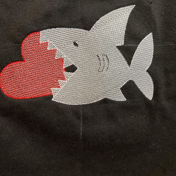 Shark Heart Sketch Stitch Embroidery Design 4x4 5x7 6x10 8x8 8x12 - Etsy