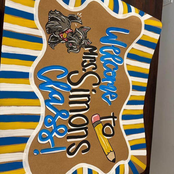 Hand Painted Custom Banner, Painted Teacher Banner, Painted Butcher ...