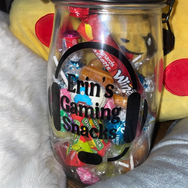 Personalised Gaming Snacks Jar Sticker - Vinyl Decal - Label- Gamer ...