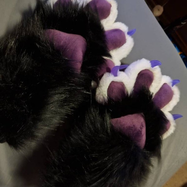 Black Puppy Paws With Red Meat Pad, Furry Gloves, Tiger Paws, Fox Paws ...