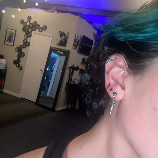 Snake Hinged Segment Hoop Earring, 16g Snake Cartilage Hoop, 16g Snake ...