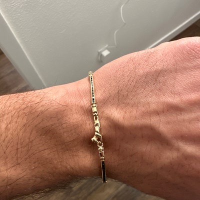 Men's Gold Bracelet, 14k Solid Gold Men Cuff Bracelet, Custom Design ...