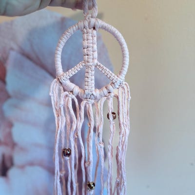 Macrame Peace Sign, Car Mirror Charm, Hippie Car Decor, Boho for Car ...