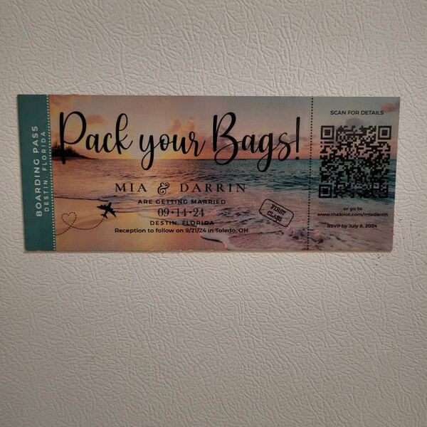 Boho Chic Boarding Pass Terracotta Save the Date Invitation for a ...