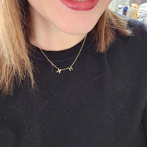 14K Gold Initial Necklace, Family Initial Neklace, Multiple Initial Name Necklace, Custom ...