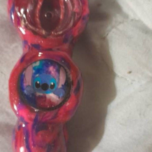 Custom Amazing Stitch, Glass Smoking Pipe, Girly Pipes, Unique, Glass ...