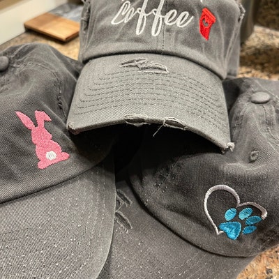 Paw Print Hat Distressed Baseball Cap OR Ponytail Hat Dog Mama Dog Mom ...