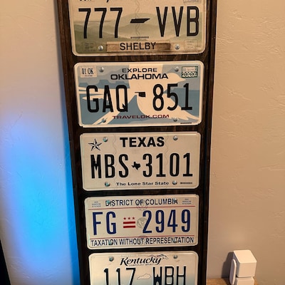 Custom Rustic Empty Wood License Plate Display Frame With Key Hooks ...