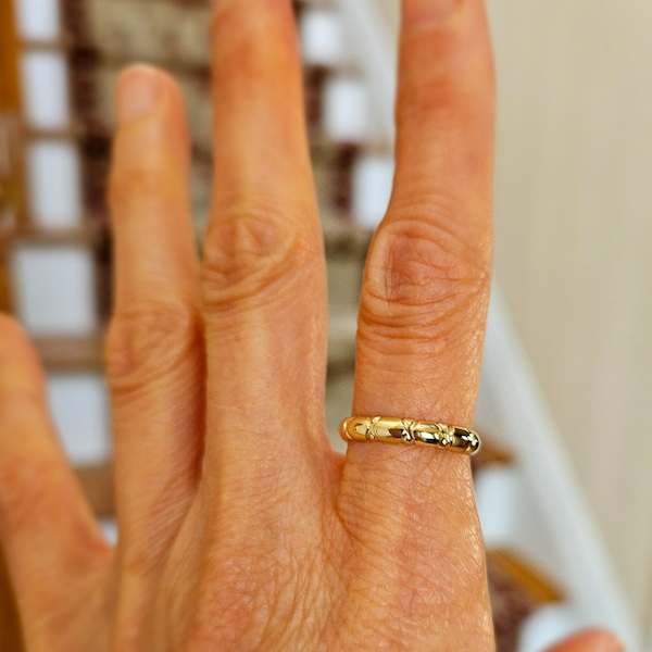 Women's Gold Wedding Band / 14k Solid Gold Unique X Cut Design Gold ...