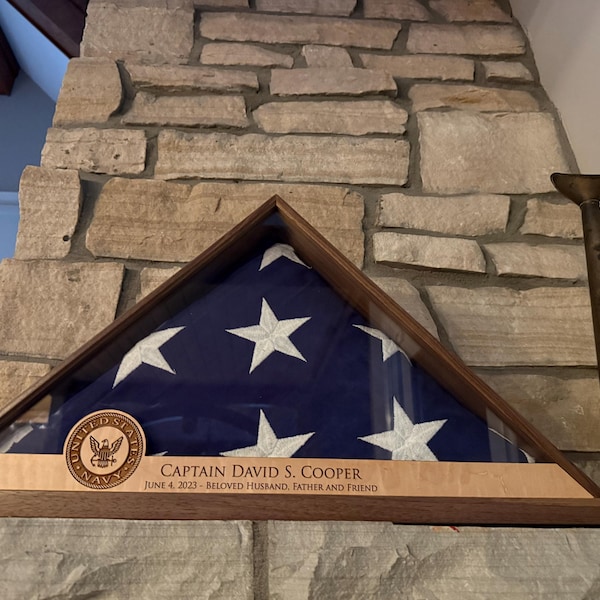 Personalized Memorial Flag Display Case for a 5' X 9.5' Burial or ...
