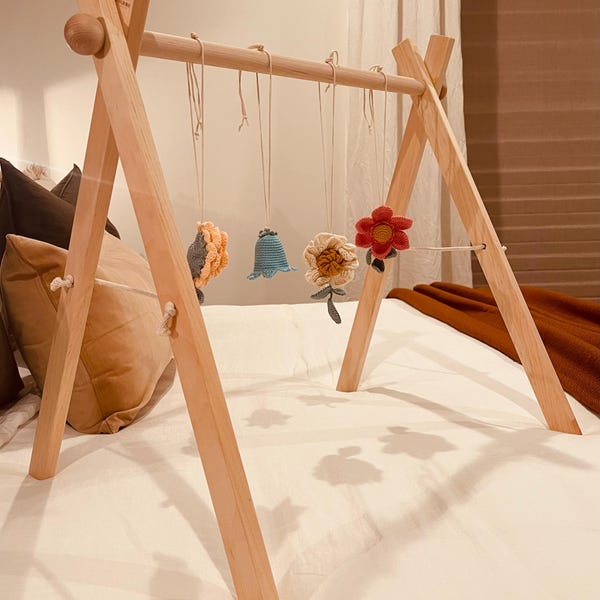 Monochrome Wooden Play Gym/ Wooden Play Gym / Montessori Play Gym/ Baby ...