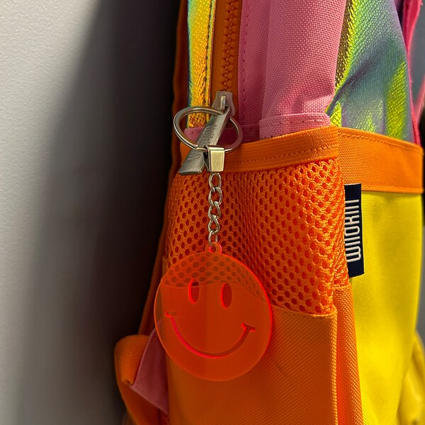 Smiley Face Keychain - Happy Face Keychain - Smiley Bag Tag - Retro ...