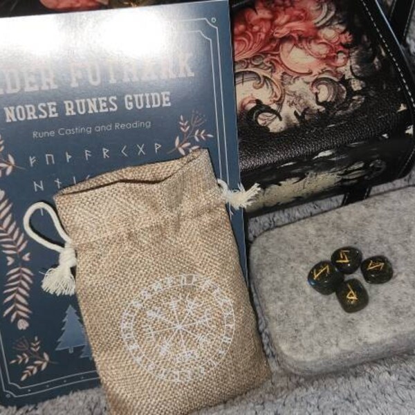 Rune Stones Gift Set Includes 21 Page Guide Book and Free Bag ...