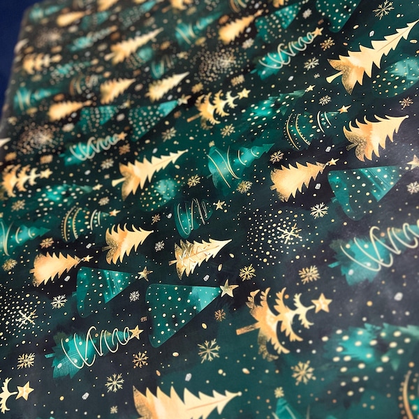 Festive Holiday Plaid Gift Wrapping Paper, Green Red and Gold Plaid ...