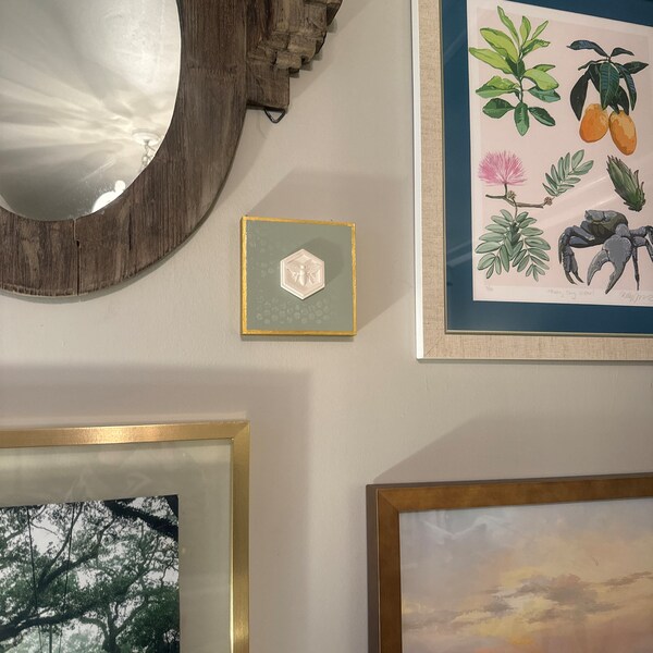 French Blue Bee Intaglio 6x6, Wall Art, Bee Decor, Plaster Intaglio - Etsy