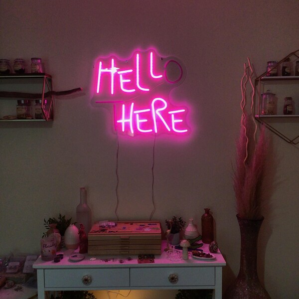 Hello There, Hell Here Neon Sign, Halloween Decor Lights, Horror Decor ...