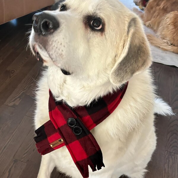 Dog Scarf Winter Pet Scarf Buffalo Plaid Puppy Scarf X Mas Dog Scarf ...
