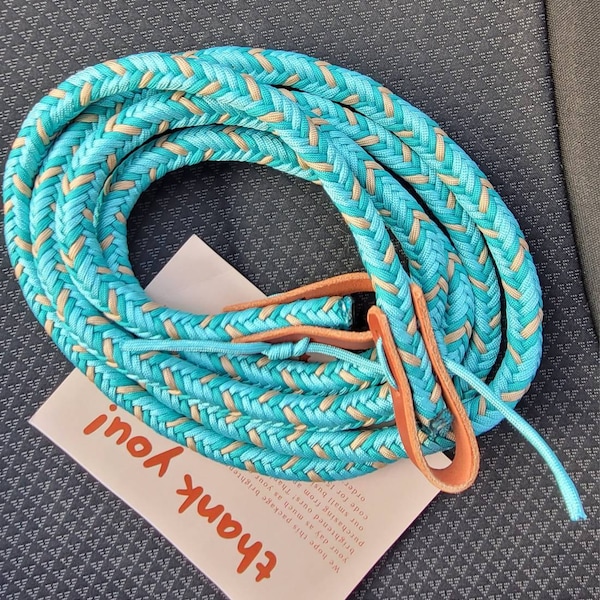 Paracord Loop Reins, 9 Ft. Length, Leather Water Tie End, Attaches to ...
