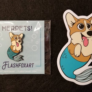 Merpets Corgi Mermaid Enamel Pins - Etsy