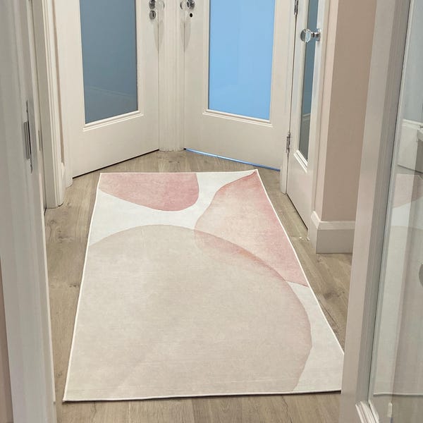 Soft Pink Blush Area Rug-pastel Slip Free Rug-aesthetics Washable ...