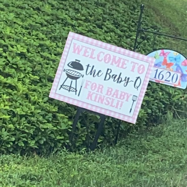 Baby Q Baby Shower Sign, Barbeque Baby Shower Yard Sign, Baby-q Welcome ...