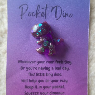 Pocket Dino, Pocket Hug, Pal, Worry Glitter Dinosaur Charm Gift, Child ...