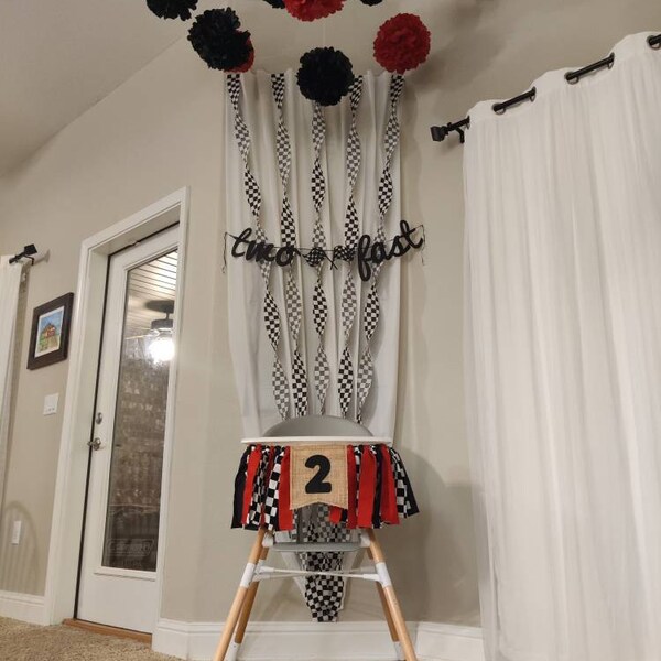 Racing Girl Birthday Banner, Race Car, High Chair Garland, Checkered ...