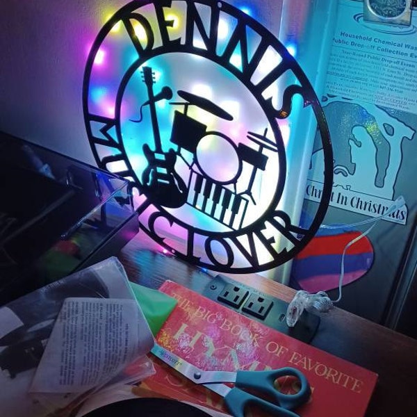 Personalized Musical Instruments Metal Wall Art With Led Lights, Custom ...