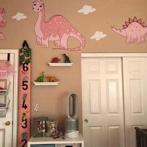 Girl Wall Decals,pink Dinosaur Wall Stickers,dinosaur Fabric Wall ...