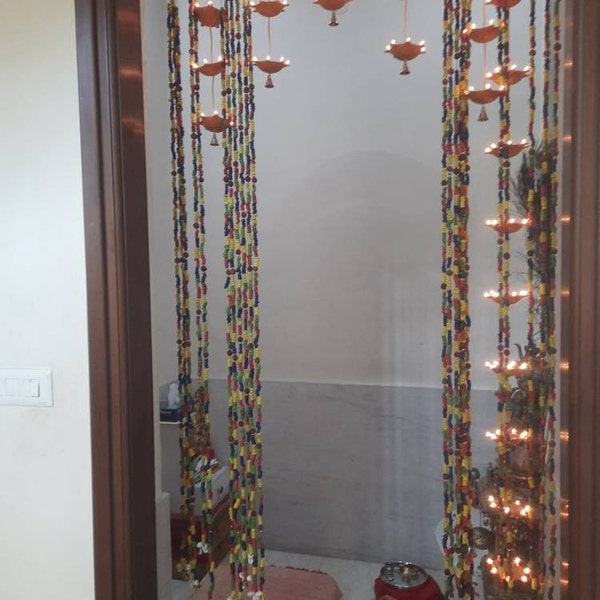 Traditional Indian Hanging Diya With Brass Bell at Base - Set of 10 ...