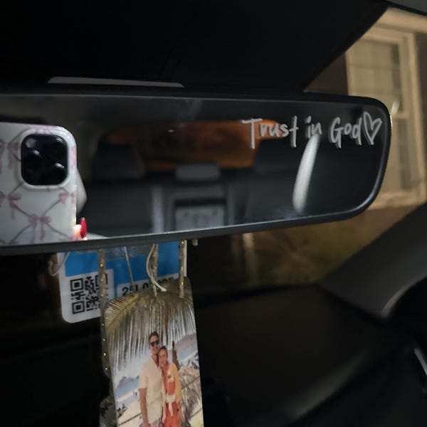 Trust in God Decal, Rear View Mirror Decal, Faith Car Mirror Decal ...