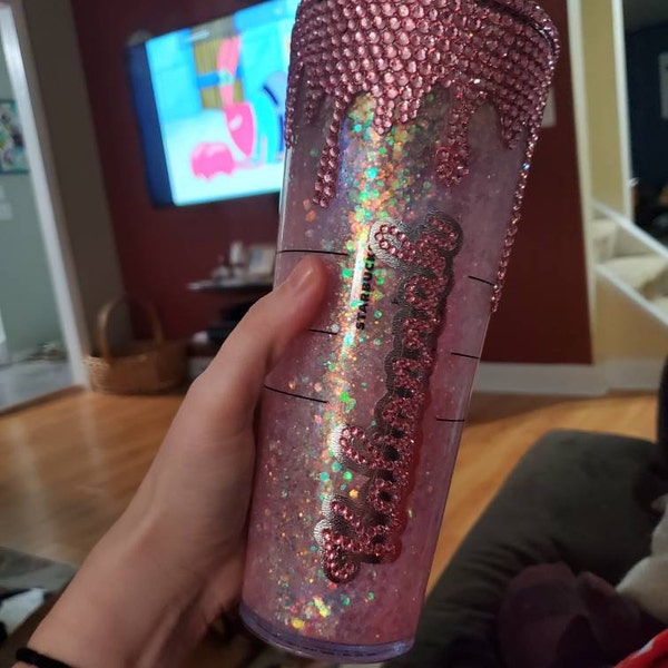 Custom Pink Glitter Tumbler - Personalized Sparkle Cup for Coffee, Tea ...