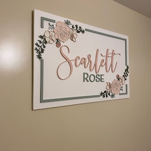 32x20 Floral Roses Custom Wood Name Sign Rectangle - Etsy