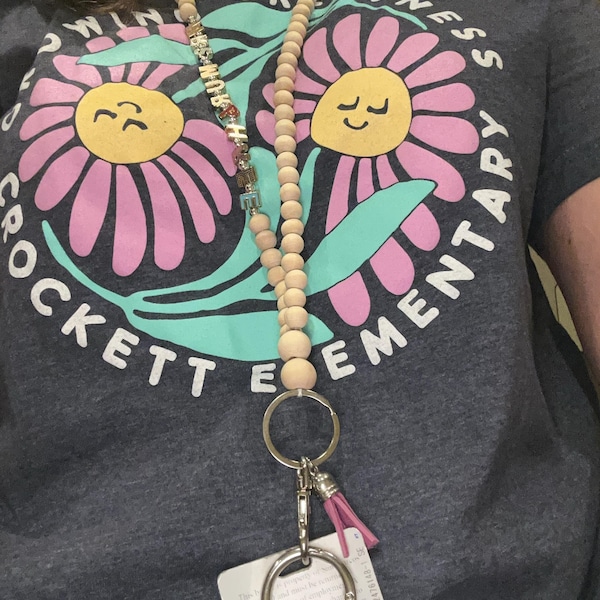 Personalized Teacher Lanyard Beaded Wooden Teacher Lanyard With Name ...