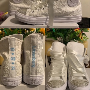 Ivory Wedding Converse High Top, Custom Converse Shoes, Lace High Top ...