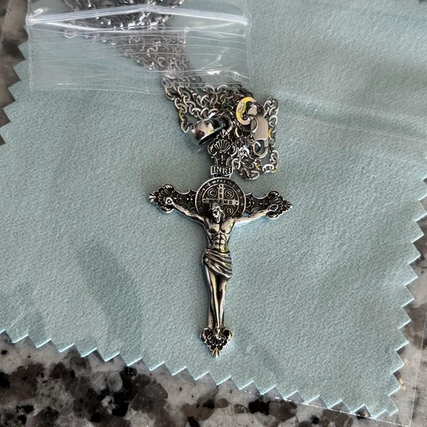 Sterling Silver Jesus Cross Necklace, Gold-plated Holy Jesus on Cross ...