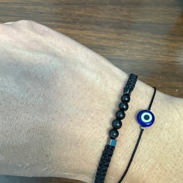 Black Macrame Bracelet for Men, Men's Bracelet With Toho Beads ...