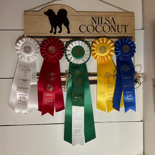 Personalized Dog Show Ribbon Holder: Engraved Wall Hanging Display - Etsy