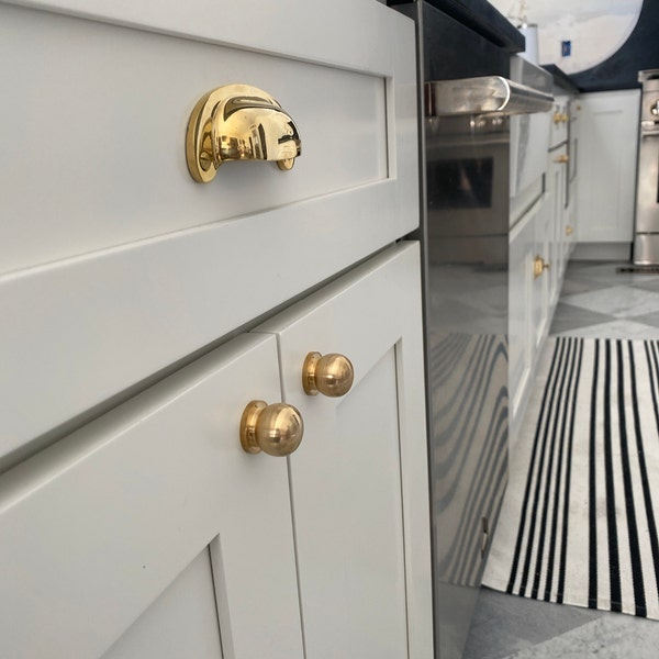 Brass Knobs Brass Drawer Pulls Tiny Brass Drawer Knob Small Cabinet Knob Dresser Pull Unlaquered ...