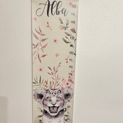 Personalised Height Chart Panda Bear Canvas Growth Chart Custom Kid's ...