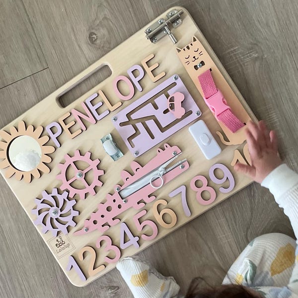 Personalized Busy Board for Toddler, Activity Board, Personalized Gift ...