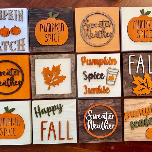 Fall Leaning Sign File SVG, Tiered Tray Glowforge, Luckyheartdesignsco ...