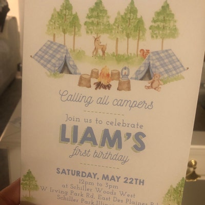 Watercolor Camping Invitation // Printable // Printed // Digital ...