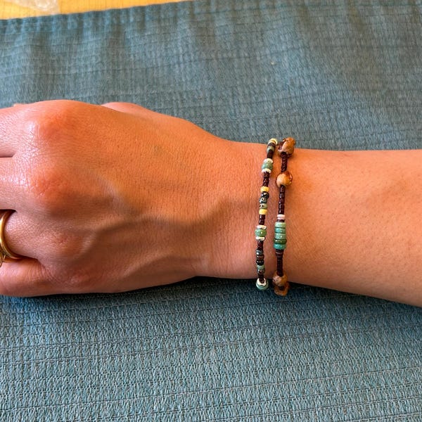 Handmade Ghost Bead Bracelet: Southwest USA Turquoise, Picasso Seed ...