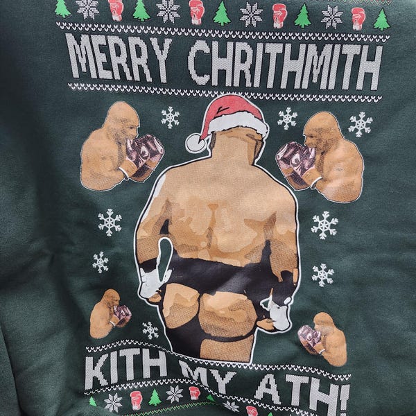 Mike Tyson Ugly Christmas Sweater Unisex Crewneck Ugly Christmas ...