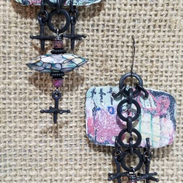 Faceted Polymer Clay Bead Pair 2 Rustic Faceted Blockish Rounded ...