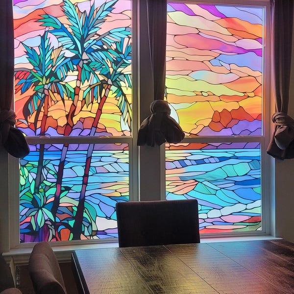 Stained Glass Window Door Cling Frosted | PVC Free | Custom Size ...