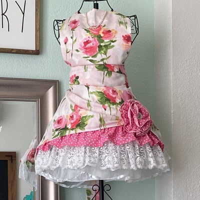 Cute Womens Apron With Air Balloons Apron for Women in Pink and Navy ...