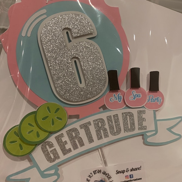 Spa Party Cake Topper, Personalized Spa Cake Topper, Spa Party, Pamper ...